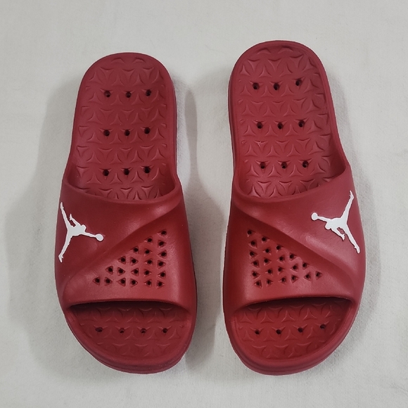 Nike | Shoes | Nike Jordan Red Hydro Slides With White Logo | Poshmark